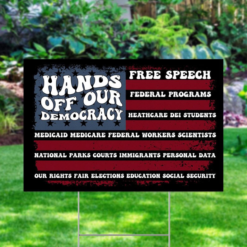 Hands off 2025 Protest Statue of Liberty Yard Sign, Anti Maga Oligarchy ...