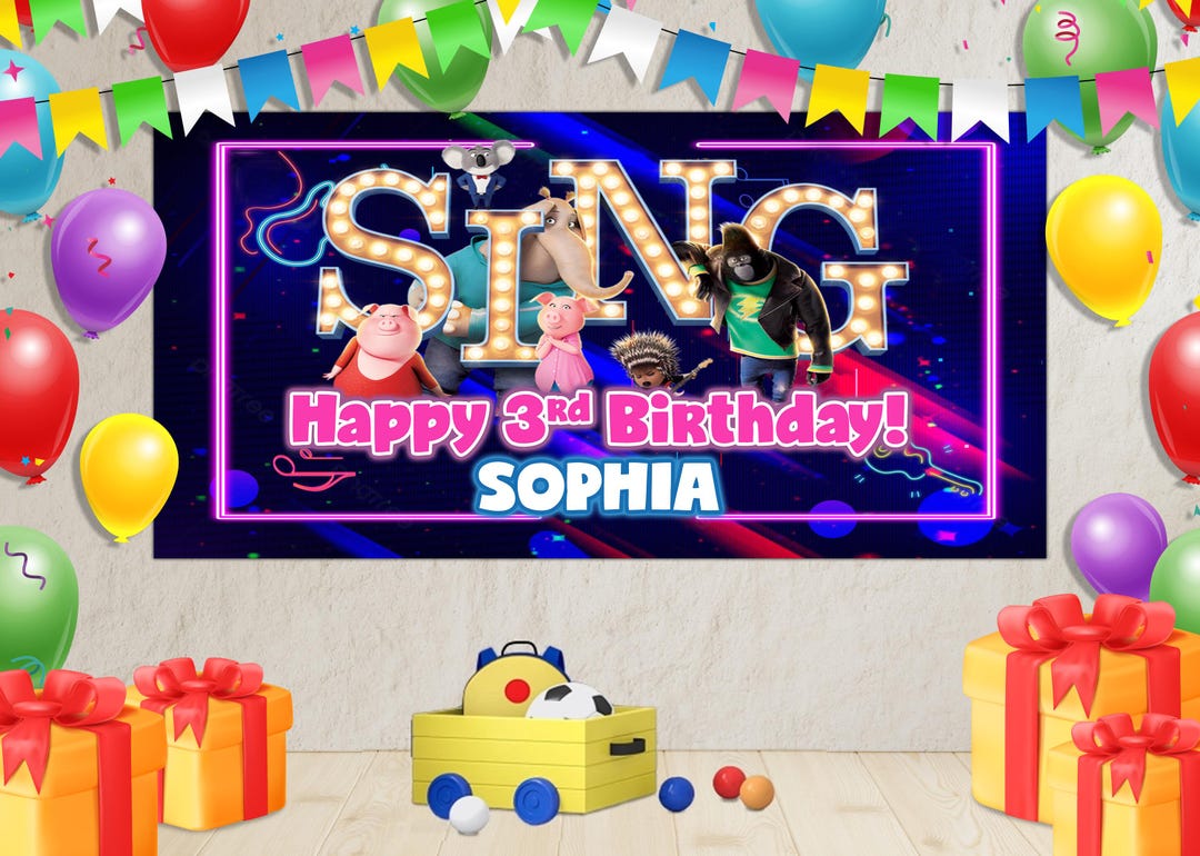 Sing Pig 2 Birthday Party Backdrop/sing 2 Birthday Banner/custom Sing ...