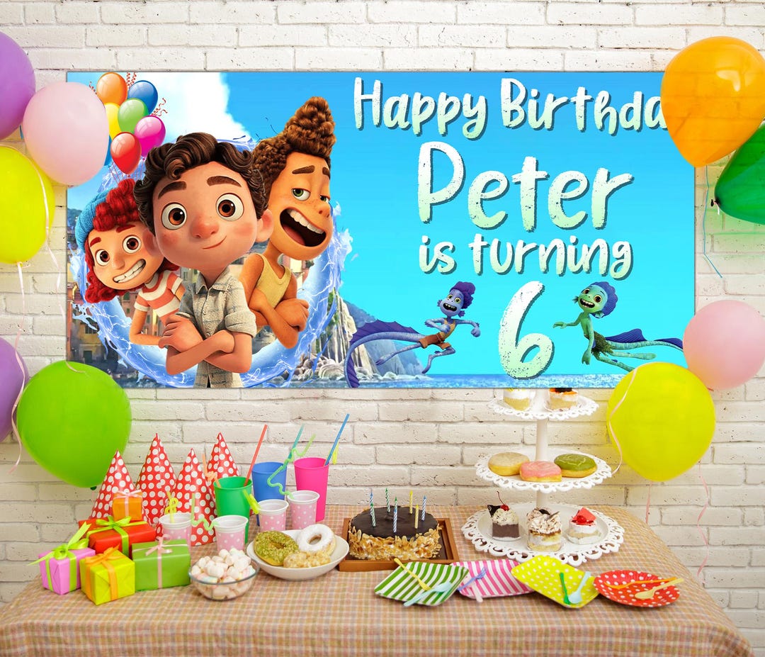 Personalized Luca Birthday Backdrop, Luca Birthday Banner, Custom Name ...