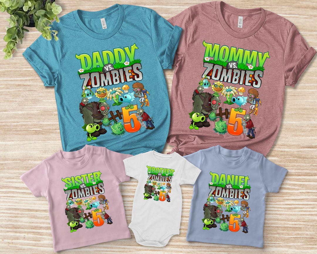 Plants Vs Zombies Birthday Shirt, Pvz Gamer Shirt, Family Matching Set ...
