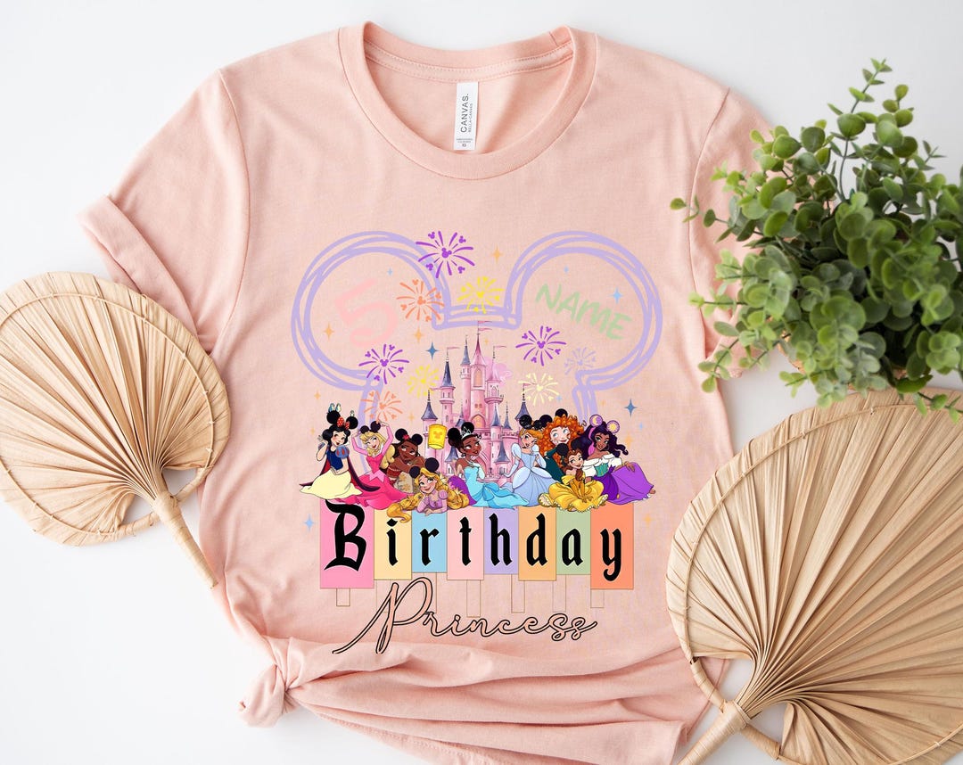 Personalized Disney Princess Birthday Shirt, WDW Disneyland Castle Family Birthday Trip ...