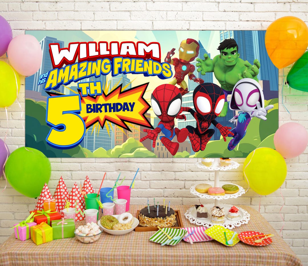Spidey Amazing Friends Birthday Party Backdrop/spiderman Birthday ...