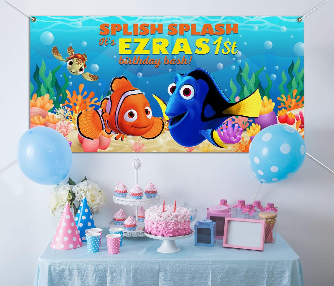 Finding Nemo Birthday Backdrop/finding Nemo Birthday Banner/finding ...