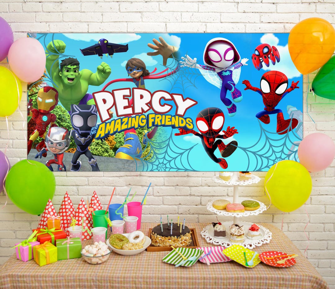 Spidey Birthday Backdrop, Spidey Personalized Birthday Backdrop ...