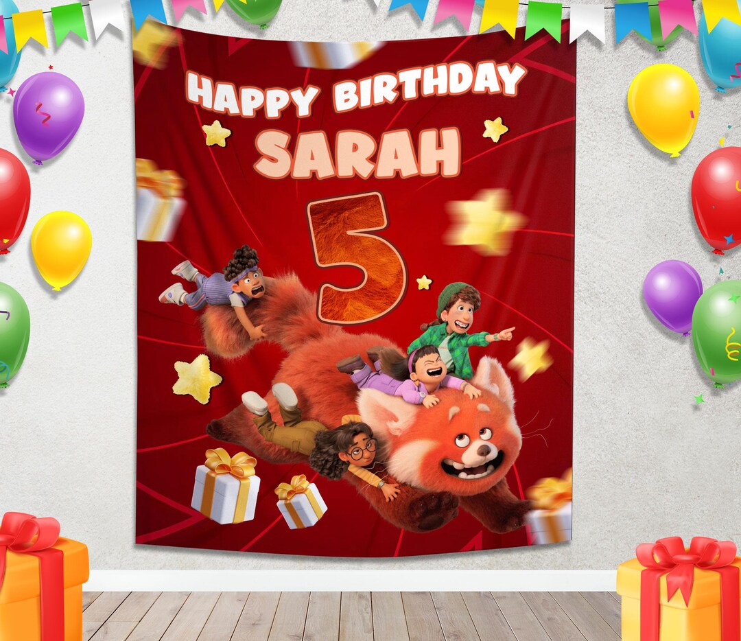 Turning Red Birthday Banner, Turning Red Backdrop, Turning Red Party ...