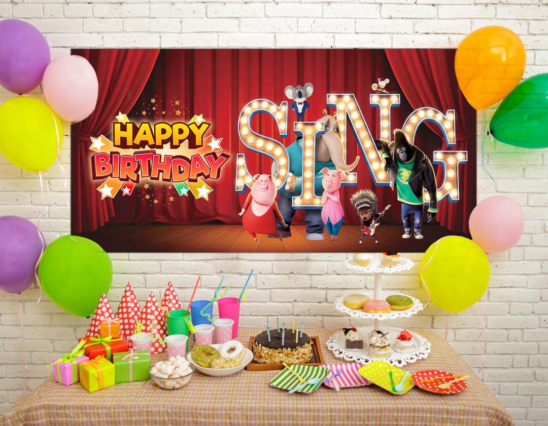 Sing Birthday Backdrop, Baby Shower Background, Sing Birthday Party ...