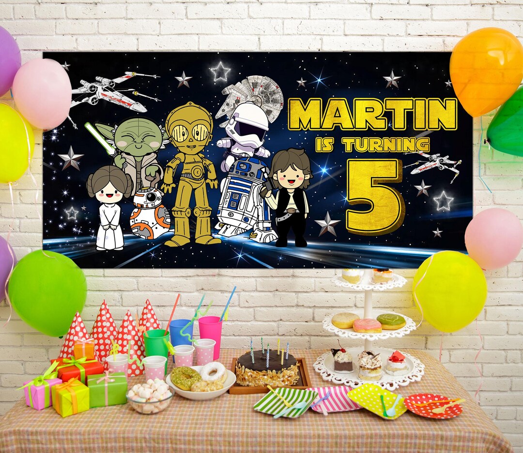 Star Wars Birthday Banner, Star Wars Birthday Backdrop, Custom Star ...