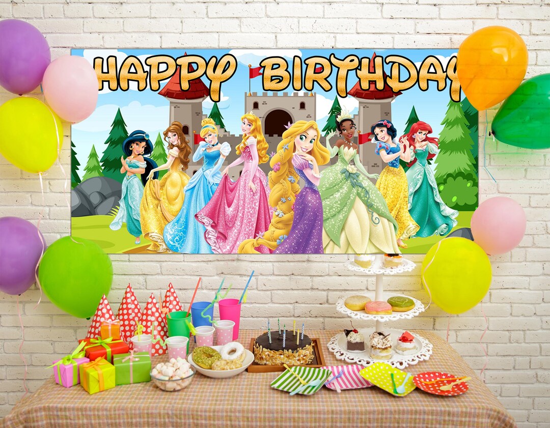 Princess Party Backdrop,kids Party Backdrop,girl Birthday Banner,disney ...