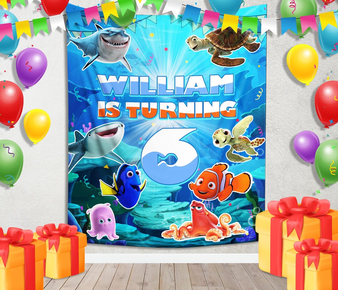 Finding Nemo Birthday Backdrop/finding Nemo Birthday Banner/finding ...