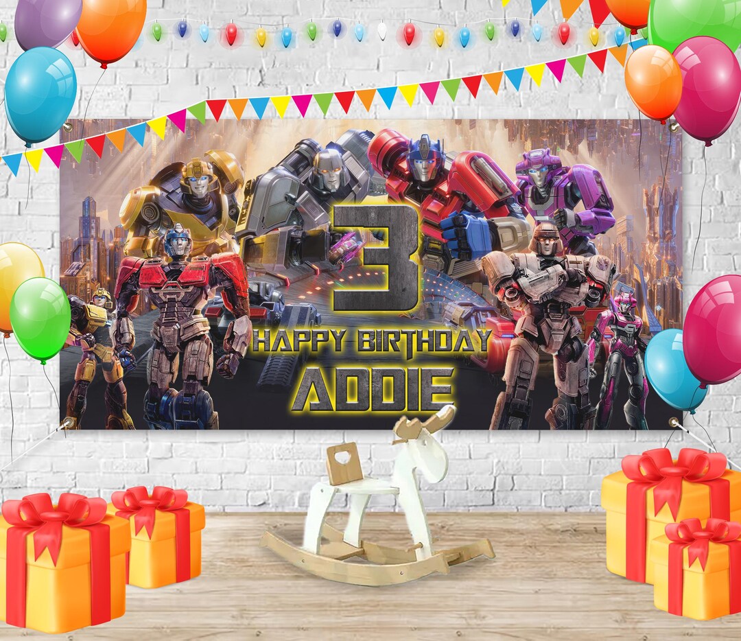 Transformers Birthday Party Backdrop Transformers Birthday Banner ...
