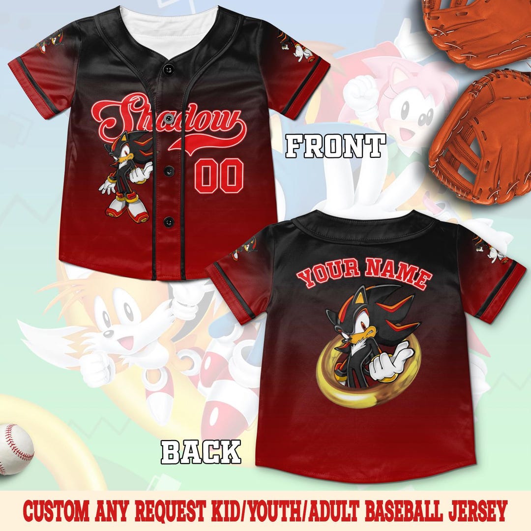 Custom Sonic Shadow Baseball Jersey, Personalized Sonic Shadow Baseball ...