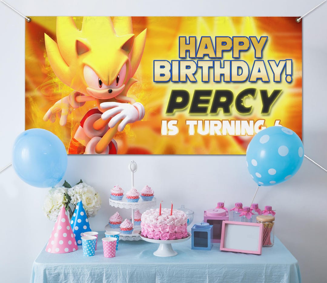 Super Sonic Birthday Party Backdrop/super Sonic Hedgehog Birthday ...