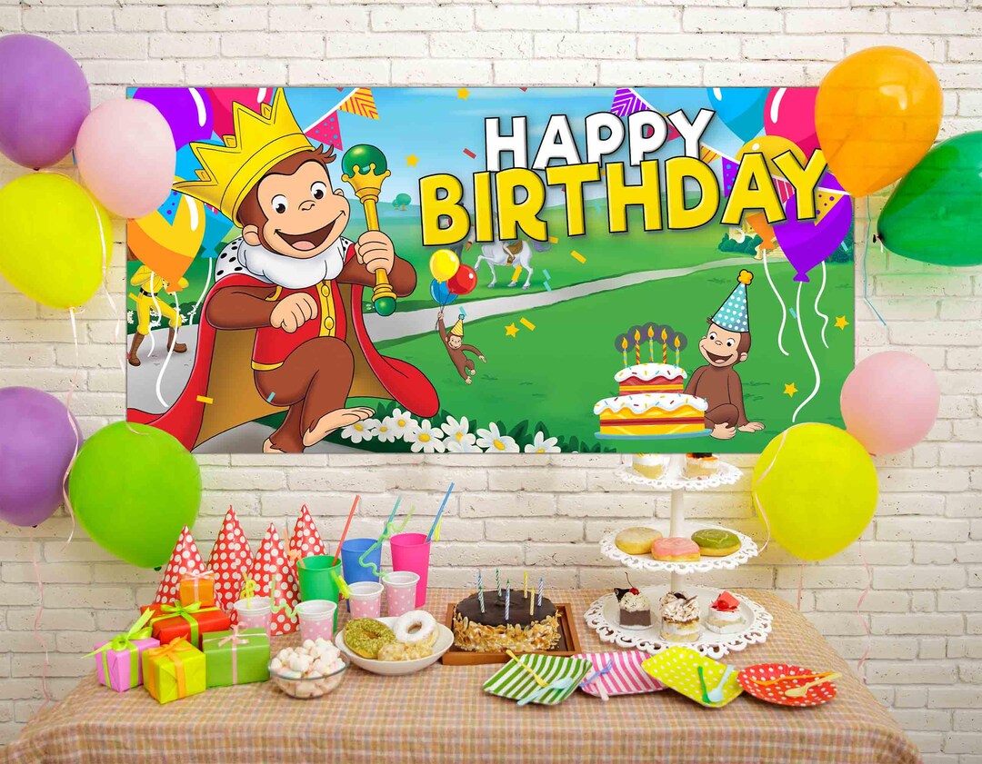 Curious George Backdrop for Birthday Party, Curious George Banner for ...