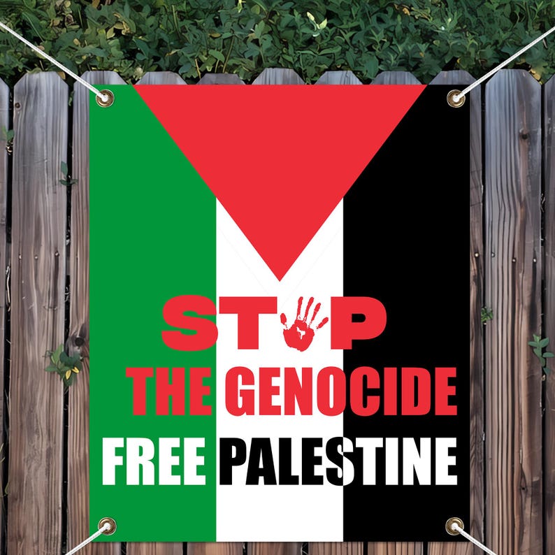 Palestine Banner, Palestine Flag Banner, Stop the Genocide Free ...