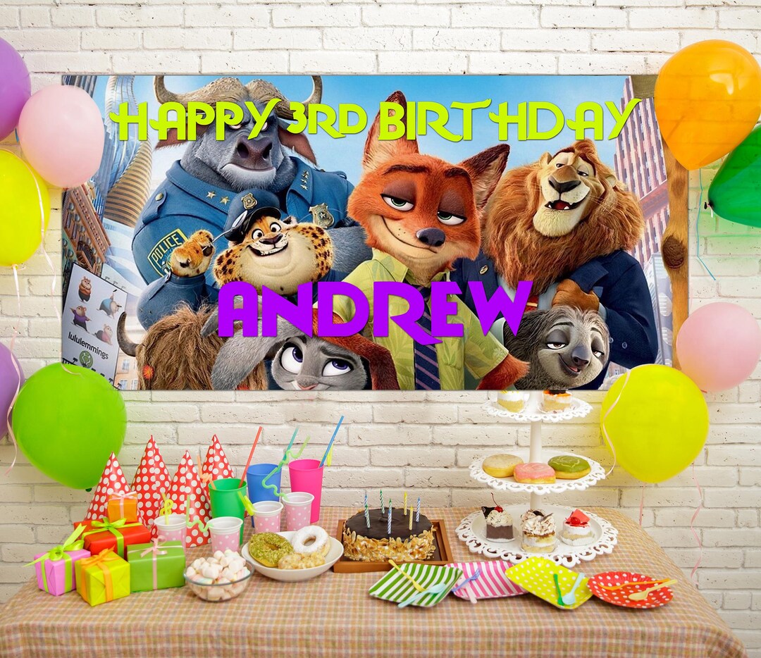 Zootopia Birthday Banenr, Disney for Birthday Party Supplies Zootopia ...