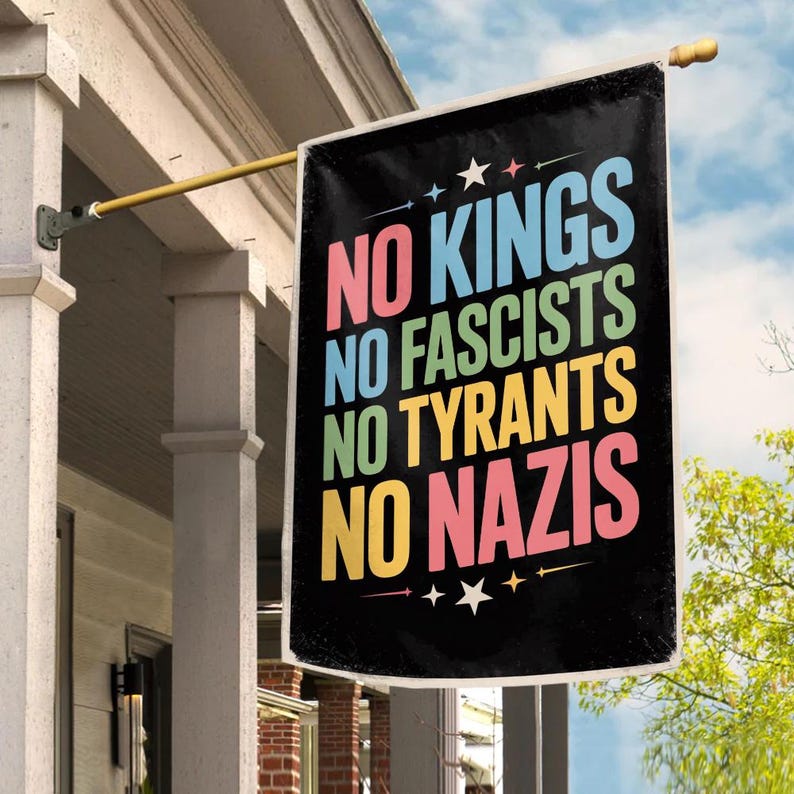 No Kings No Fascists No Tyrants No Nazis Flag, Anti-fascist Protest ...