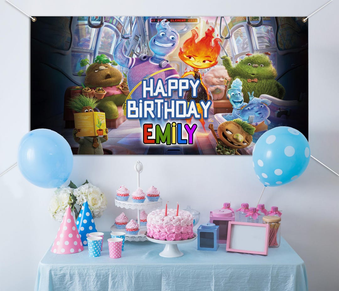 Elemental Birthday Party Banner, Happy Birthday Elemental Movie ...