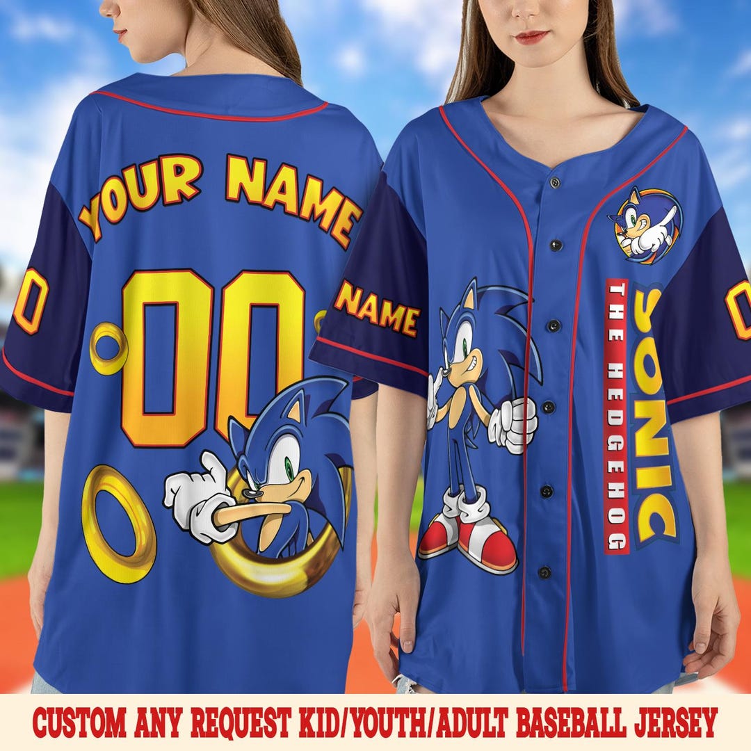 Custom Disney Sonic Baseball Jersey, Personalized Sonic Baseball Jersey ...