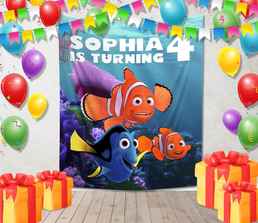Finding Nemo Birthday Backdrop/finding Nemo Birthday Banner/finding ...