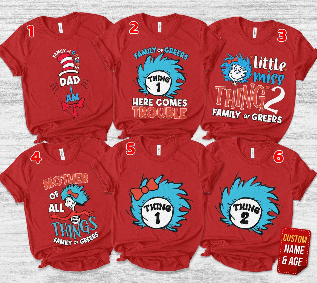Thing 1 Thing 2 Thing 3 Tee/customized Family Matching Tee/thing Mom ...