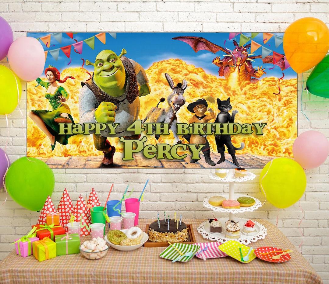 Shrek Birthday Party, Shrek Party Banner, Shrek Birthday Backdrop ...