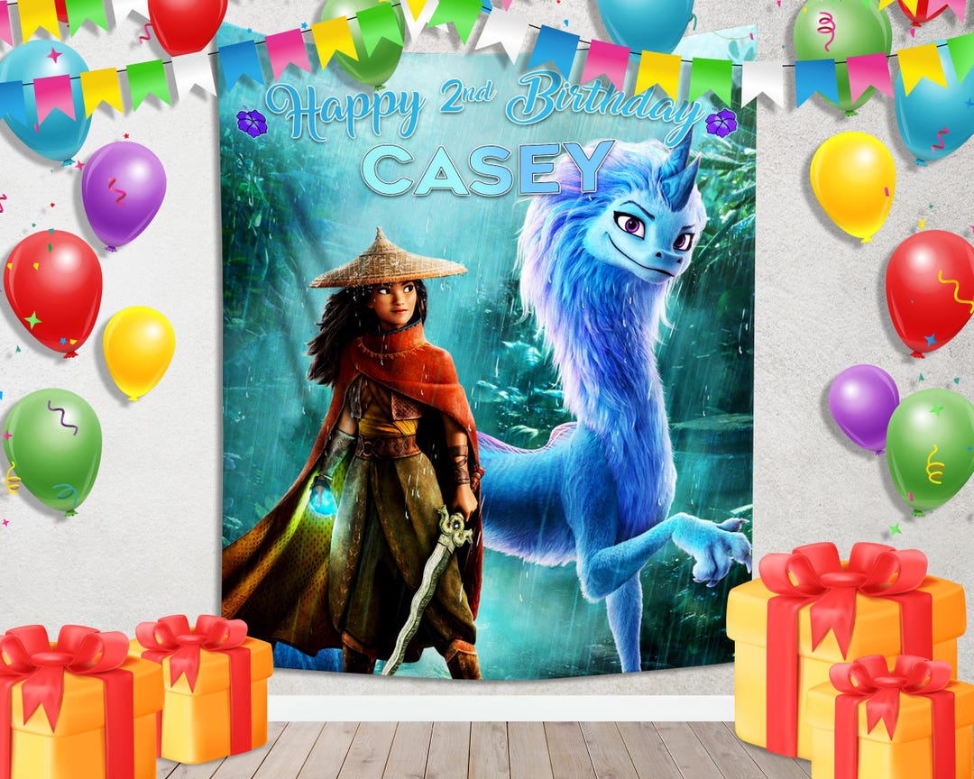 Raya Party Backdrop, Raya Birthday Banner, Raya Party Decor, Happy ...