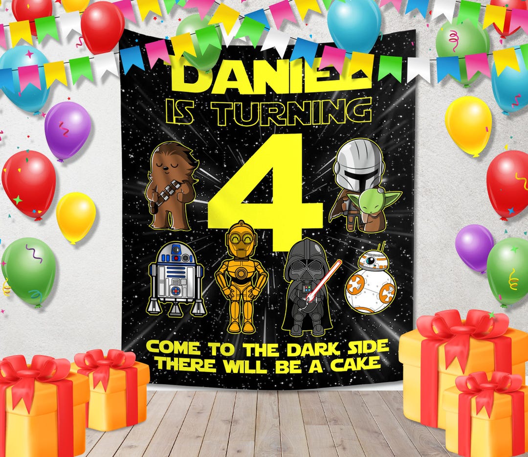 Star Wars Birthday Backdrop/star Wars Birthday Banner/custom Star Wars ...