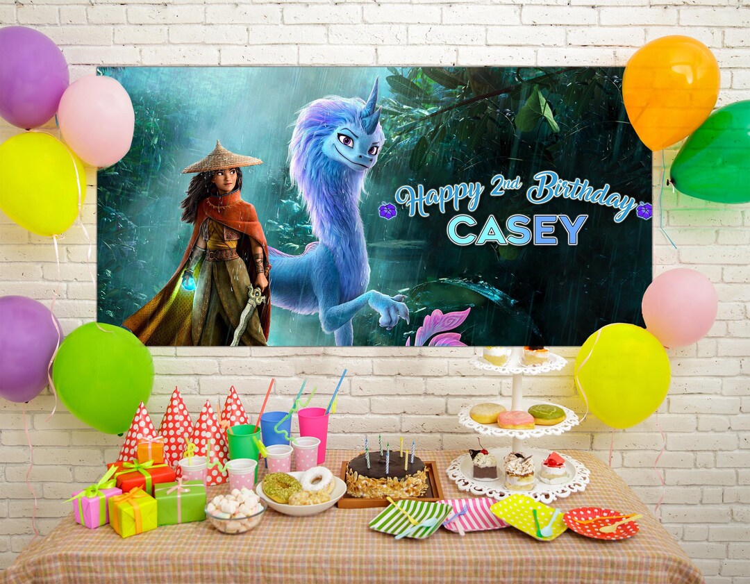 Raya Party Backdrop, Raya Birthday Banner, Raya Party Decor, Happy ...