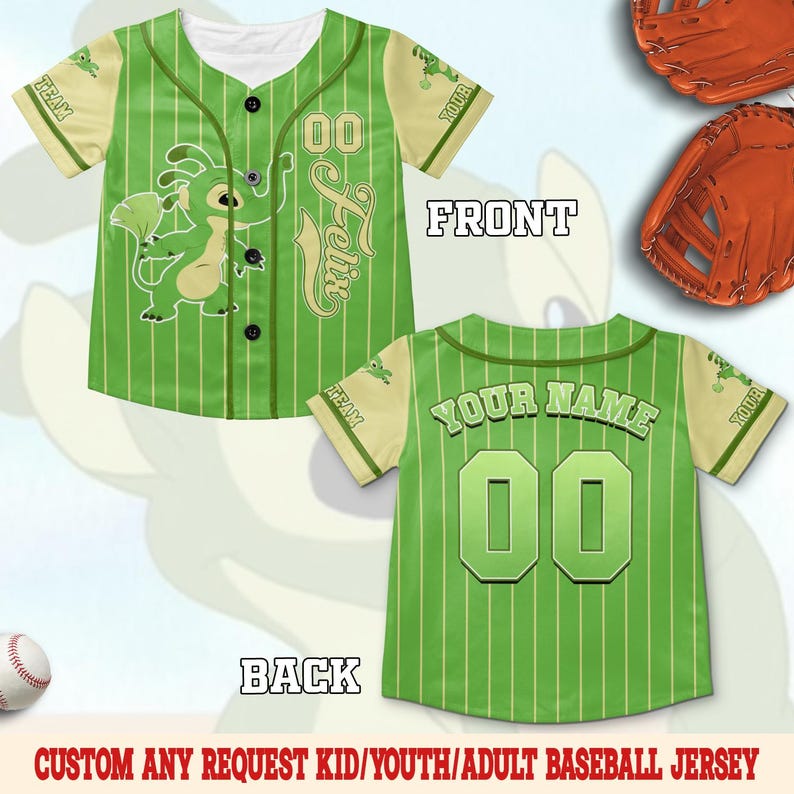 Custom Disney Felix Stitch Baseball Jersey, Personalized Felix Stitch ...