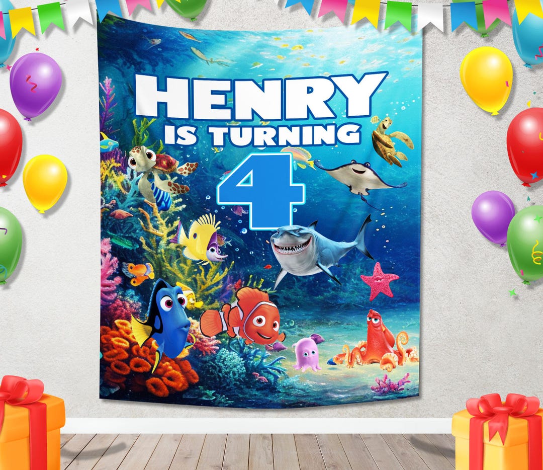 Finding Nemo Birthday Backdrop/finding Nemo Birthday Banner/finding ...
