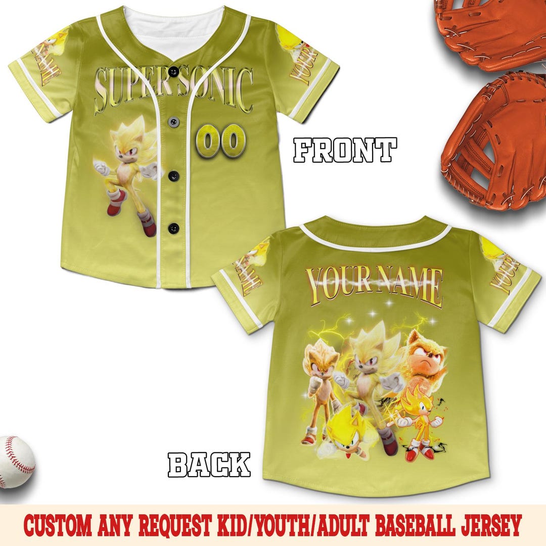Tails Custom Baseball Jersey, Shadow Baseball Jersey, Sonic Jersey ...