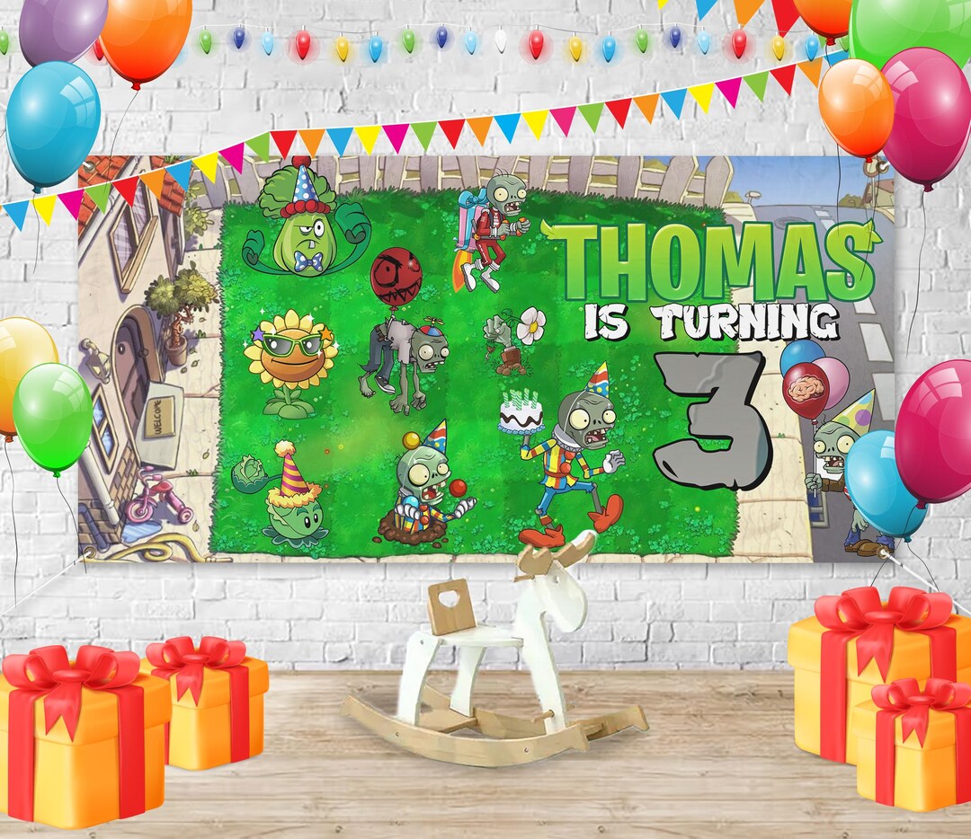 Plants Vs Zombies Banner, Personalized Birthday Party Backdrop ...