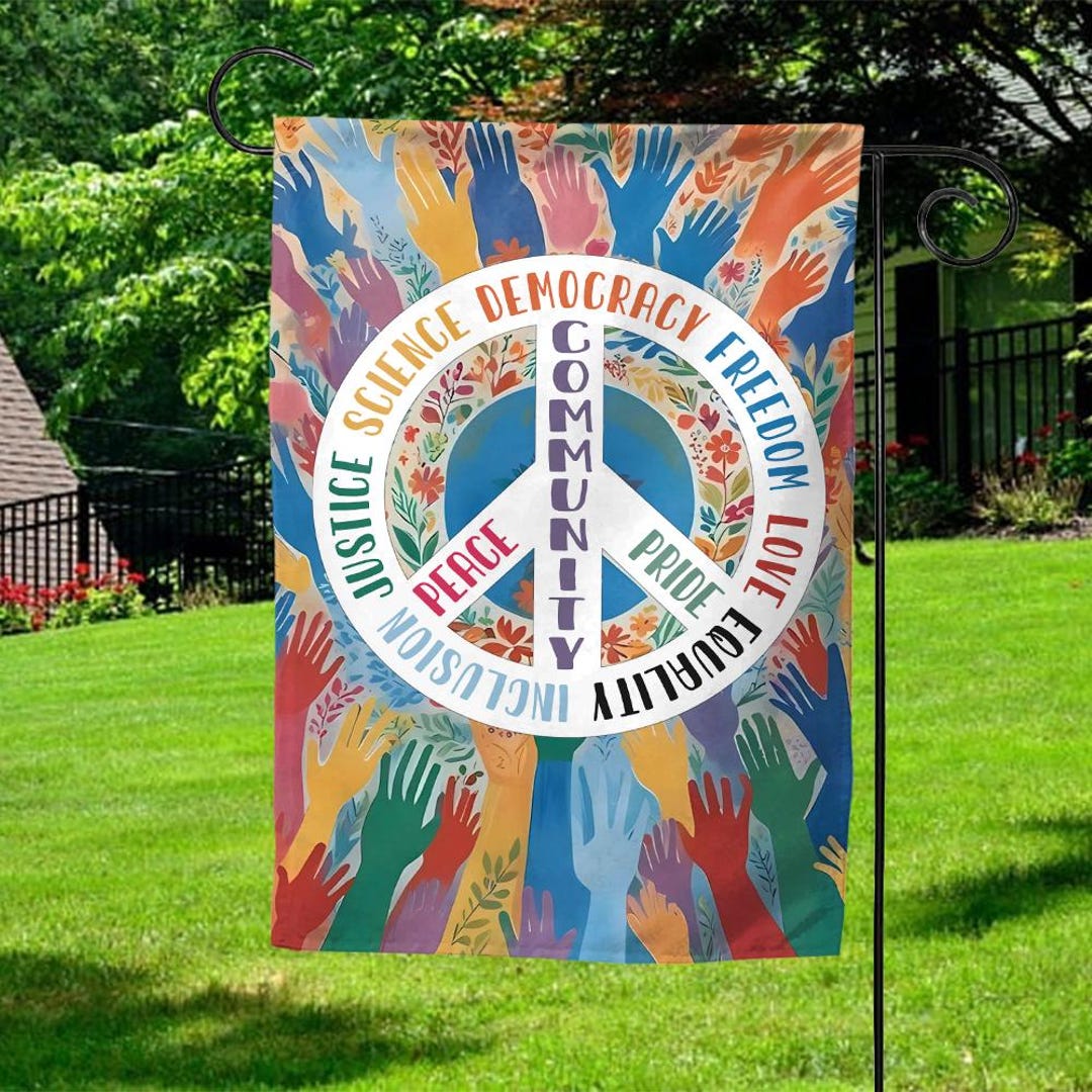 Peace Sign Garden Flag, Social Justice Flag, Community is Resistance ...