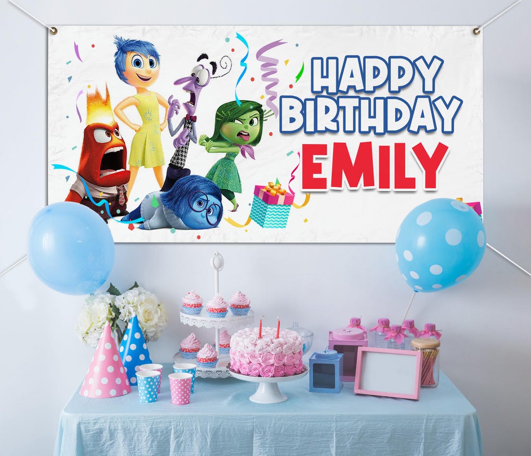 Inside Out Backdrop, Inside Out Birthday Party Banner Decoration SJ4W12 ...