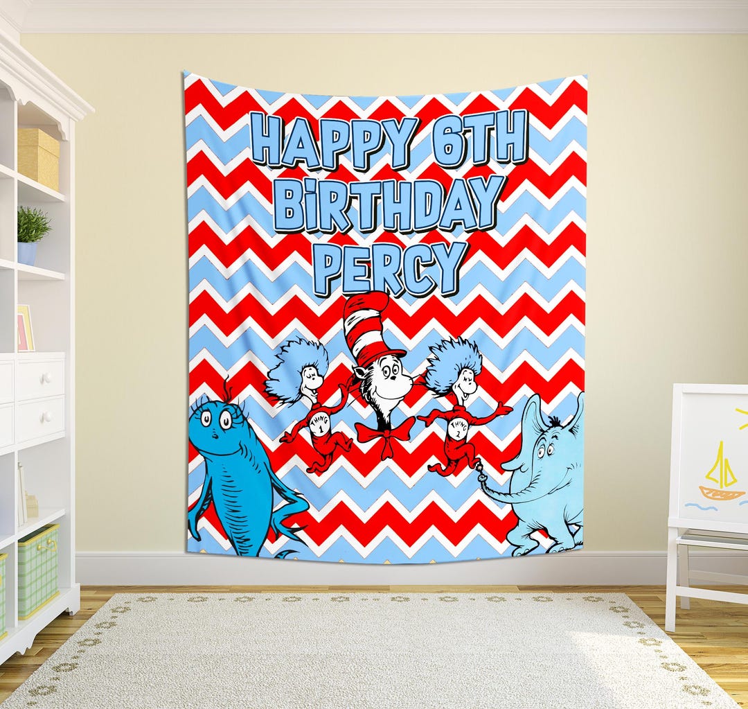 Thing 1, Thing 2 Birthday Banner, Party Decor, Custom Cartoon Birthday ...