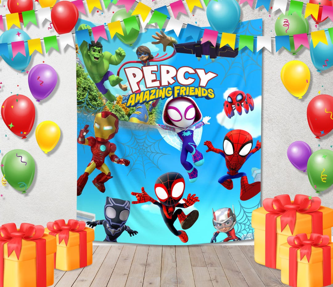Spidey Birthday Backdrop, Spidey Personalized Birthday Backdrop ...