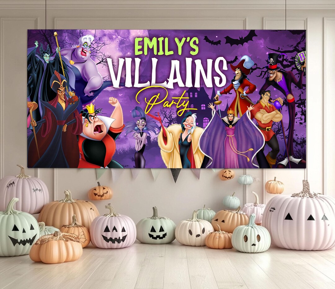 Disney Villains Party Banner/disney Villains Party Decor/disney ...