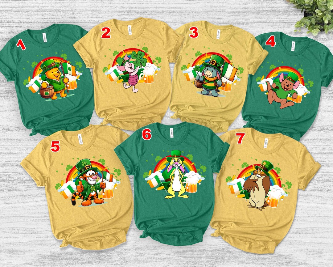 Winnie the Pooh Irish Shamrock Characters Shirt, Tigger Pooh St Patrick ...