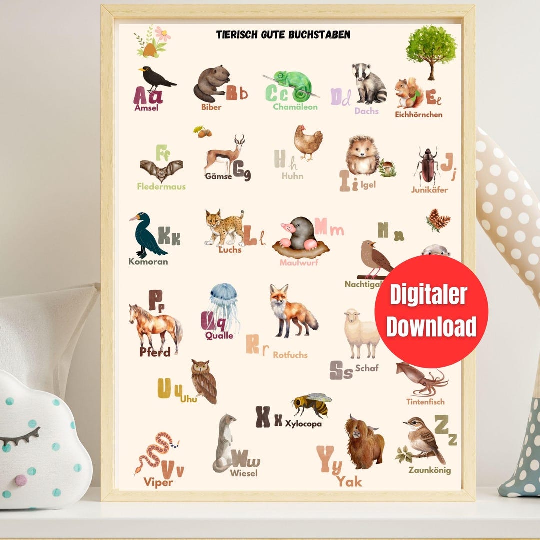 ABC Poster Animals & Memory Cards Children Personalizable With Native ...