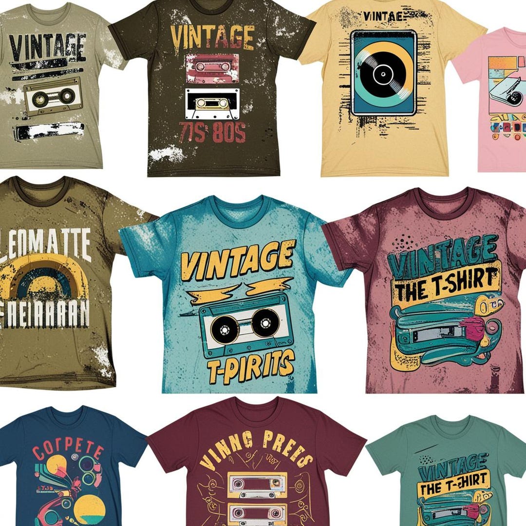 Retro Clothing Designs for T-shirts PNG Bundle Artist-inspired Fashion ...