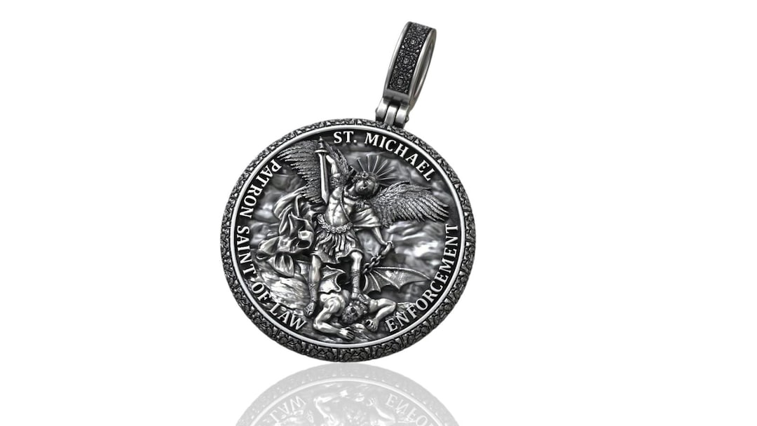 Personalized Archangel Saint Michael Necklace, Solid Silver Archangel ...
