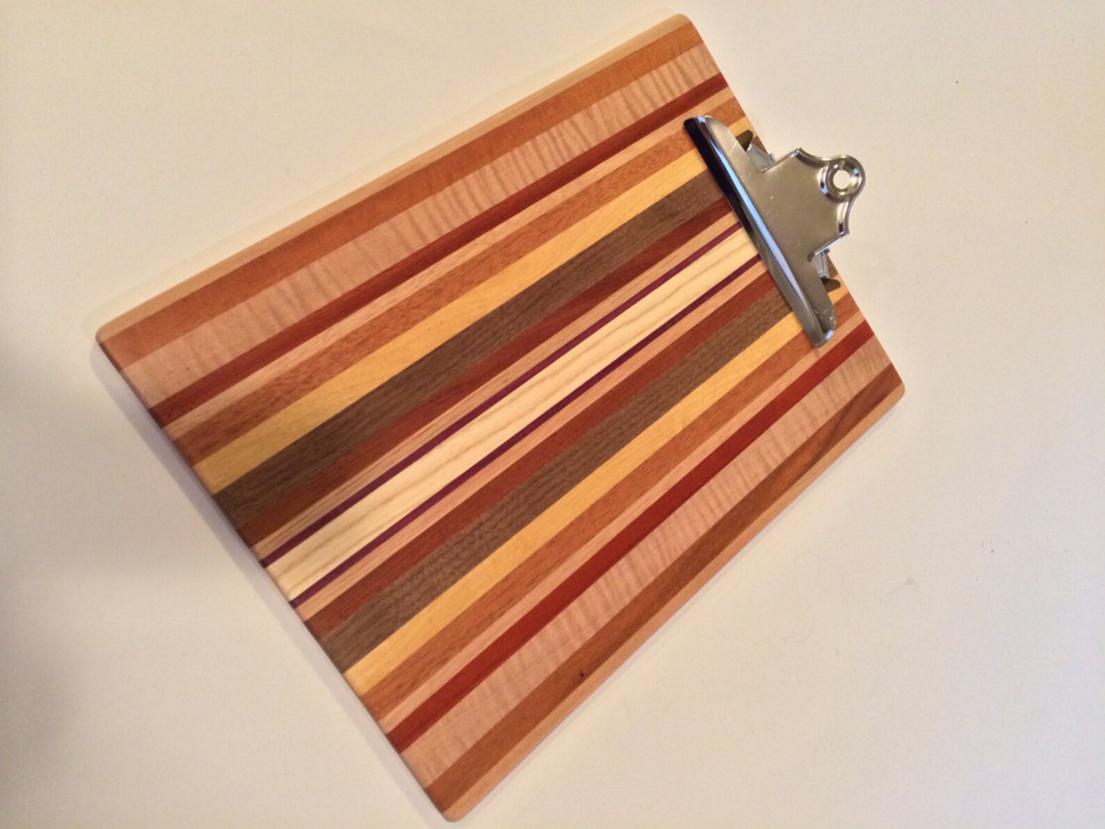 Handmade Striped Wooden Clipboard, Hardwood, Exotic, Purple Heart, Oak ...