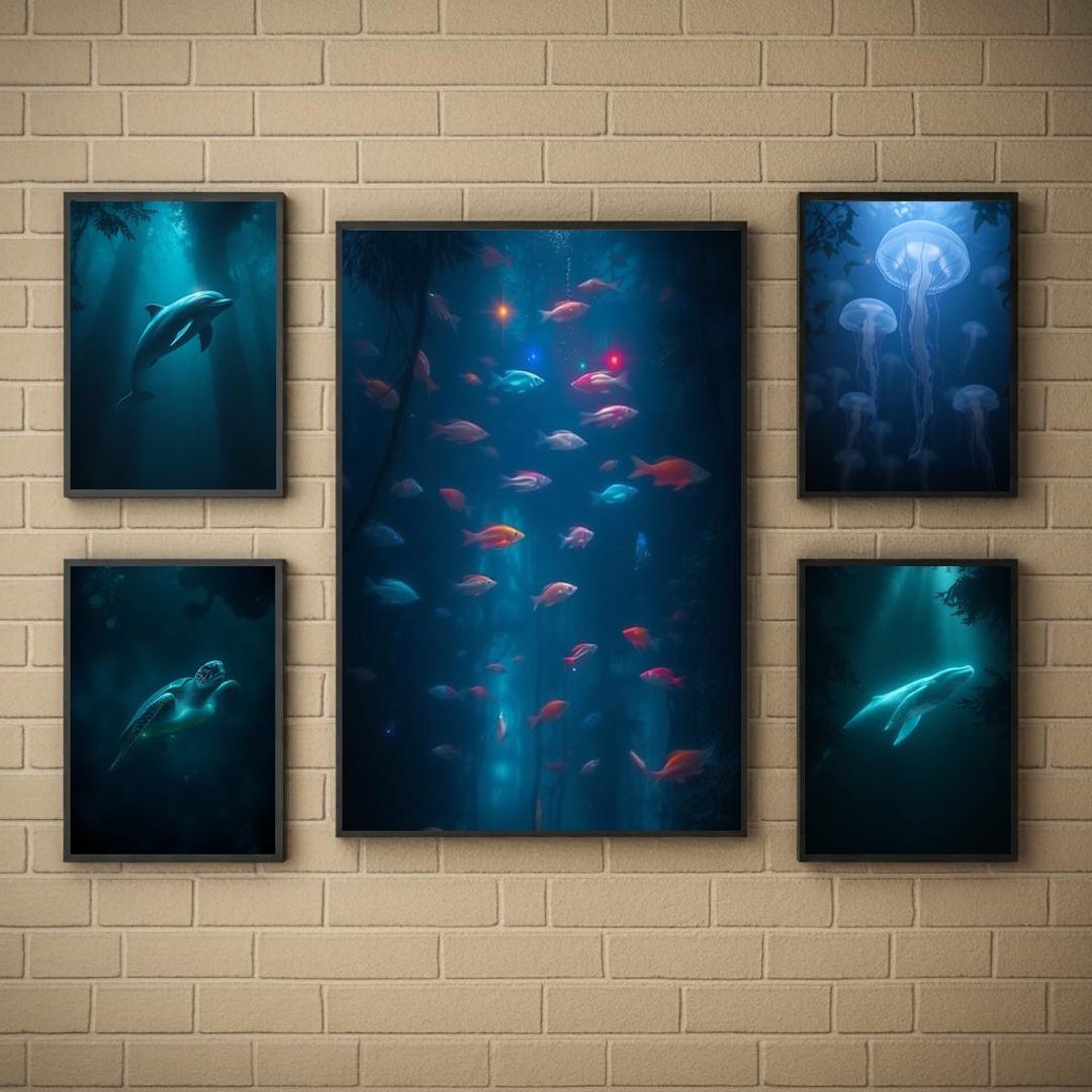 Aquatic Art Prints: Underwater Ocean Life Collection (digital Download ...