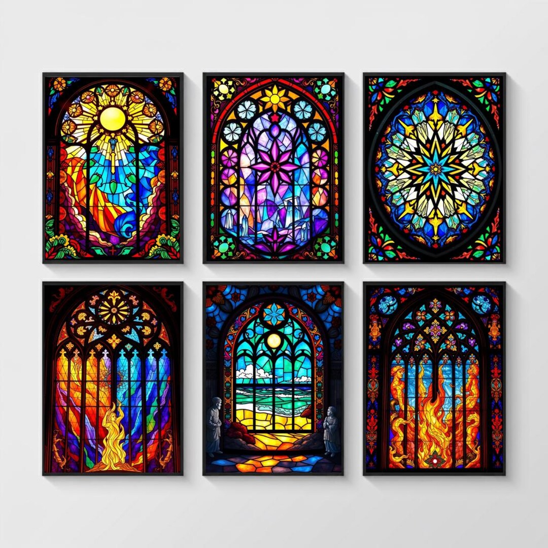 Stained Glass Art Prints: Prismatic Light Illustrations (digital ...