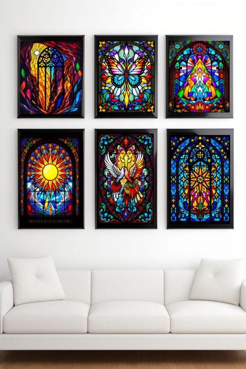 Stained Glass Art Prints: Prismatic Light Illustrations (digital ...