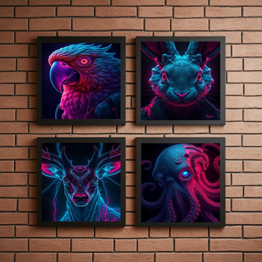 Cyberpunk Animal Art Collection 30 Futuristic Creature Prints High-tech ...