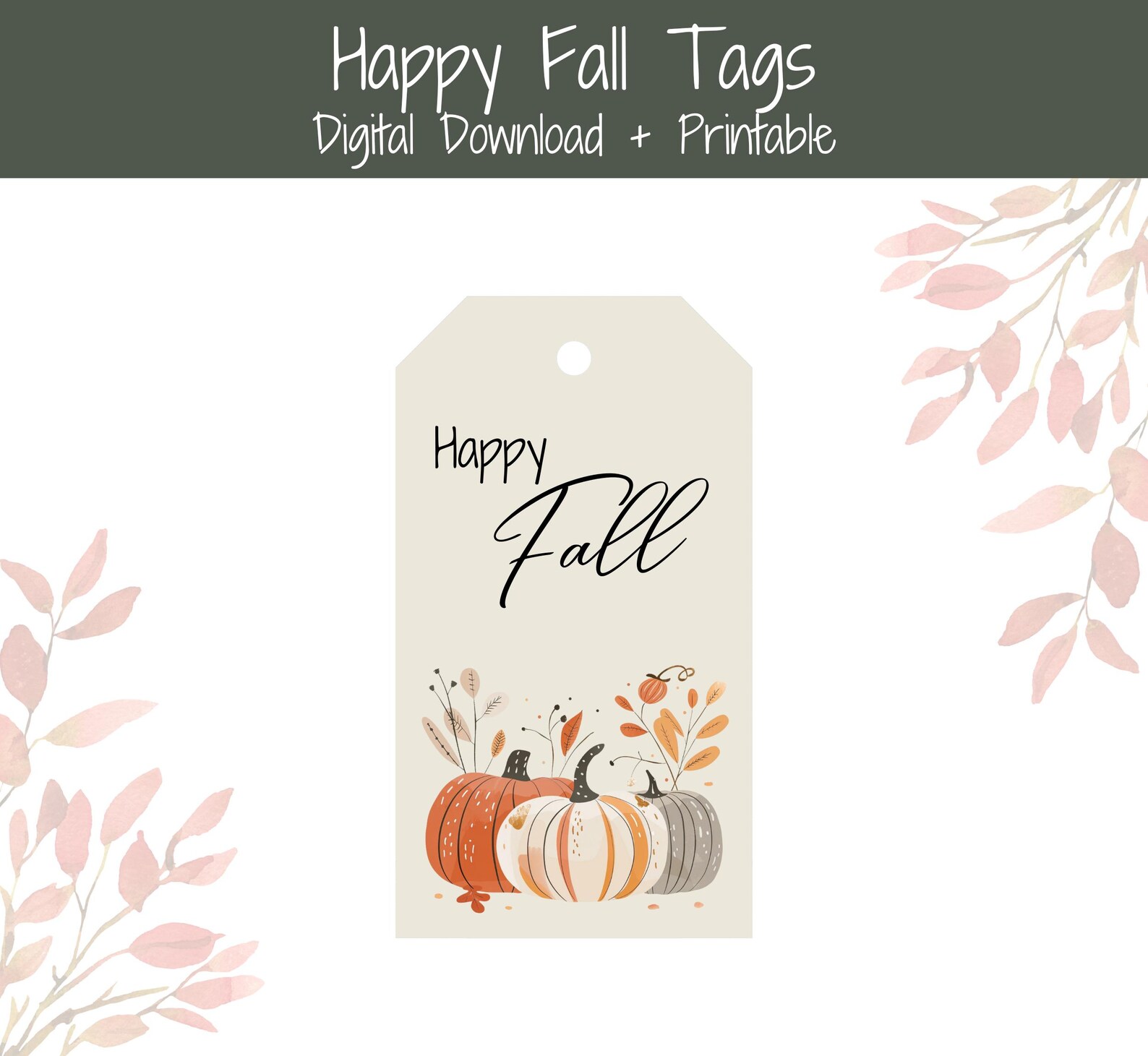 Happy Fall Printable Gift Tags, Fall Pumpkins Gift Tags, Fall Tags ...