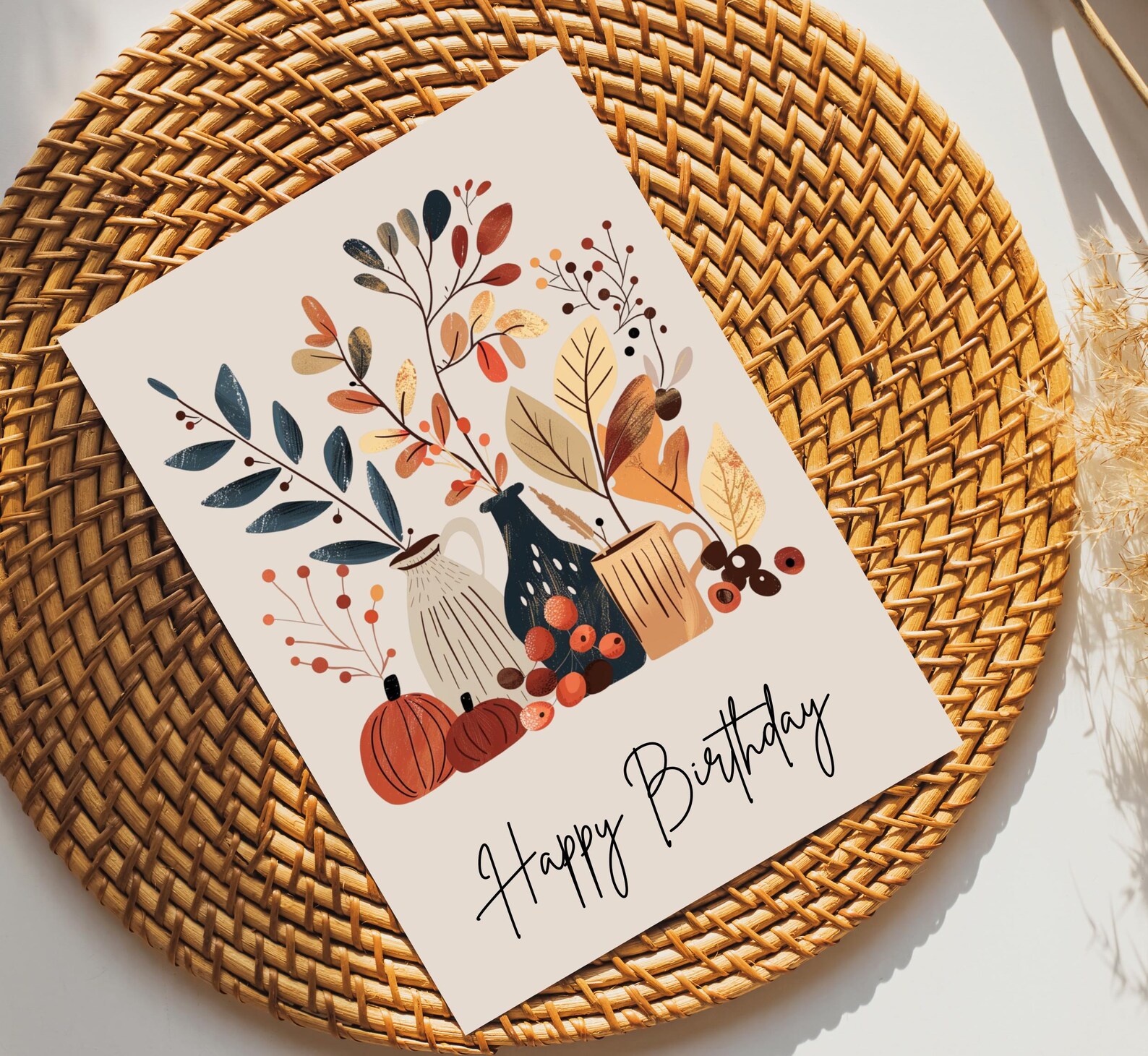 Fall Birthday Card, Printable Fall Birthday Card, Blank Printable Fall ...