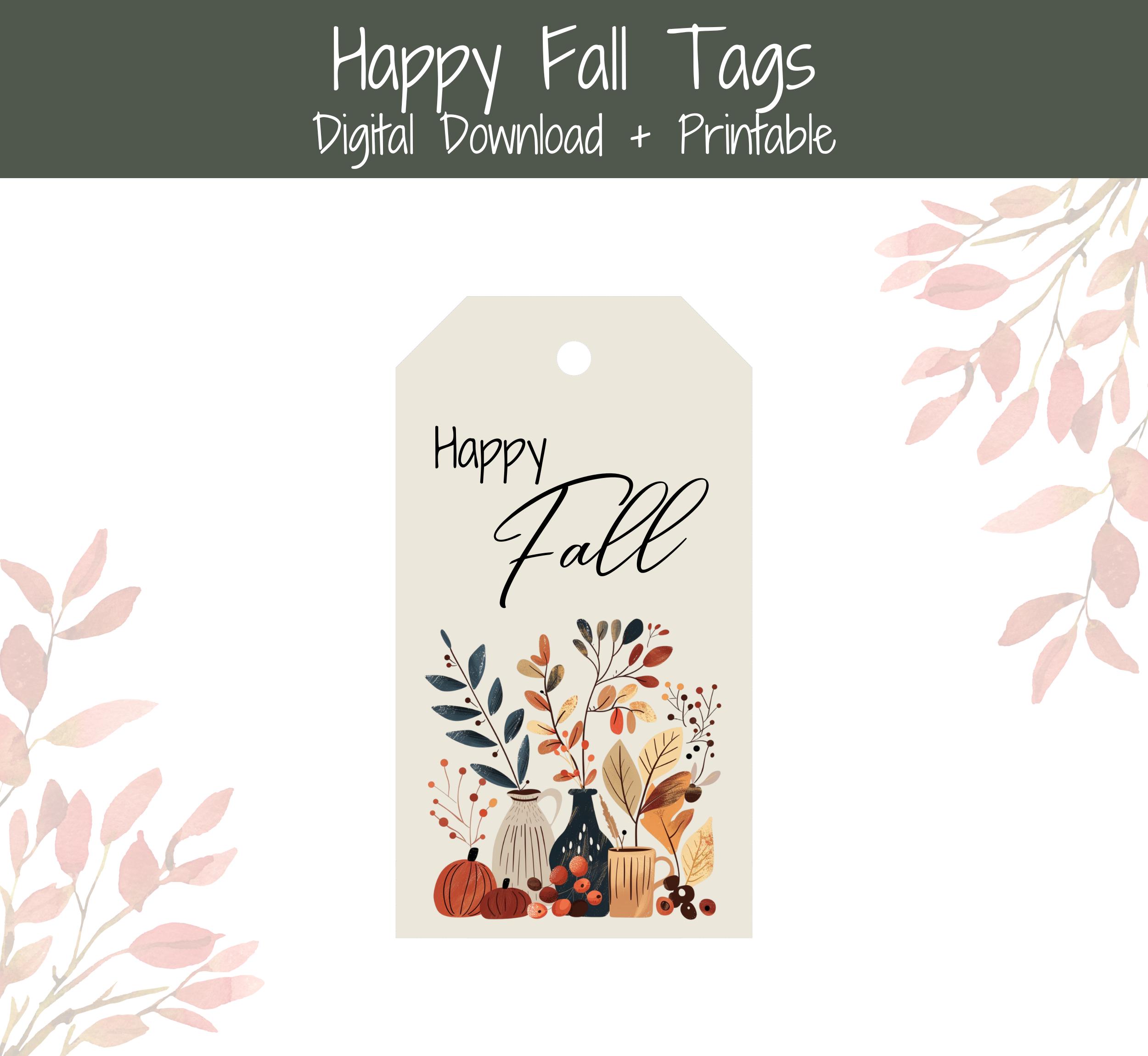 Happy Fall Printable Gift Tags, Fall Pumpkins Gift Tags, Fall Tags ...