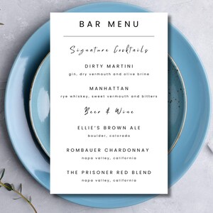 Minimalist, Modern, Simple Bar Menu Template | 5.5x8.5 | Easy to Edit ...